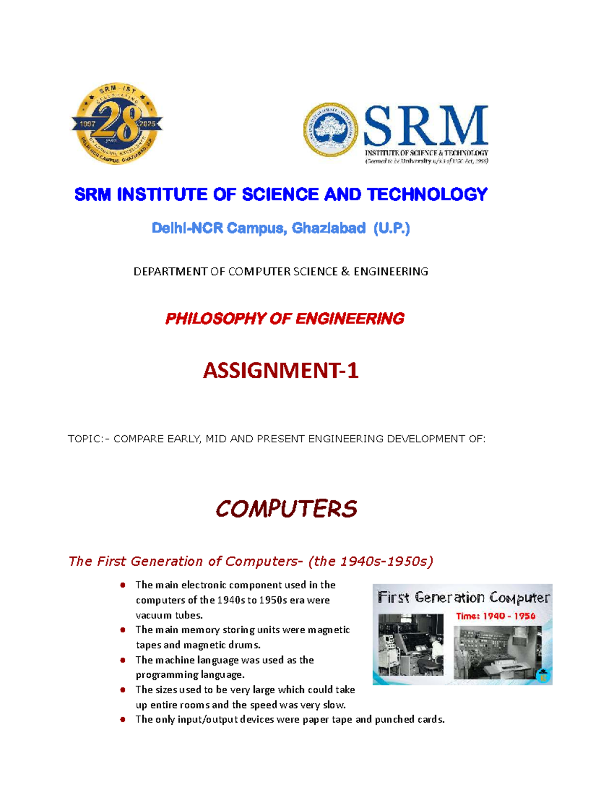 Philosophy of Engineering: Evolution of Computers and Software ...