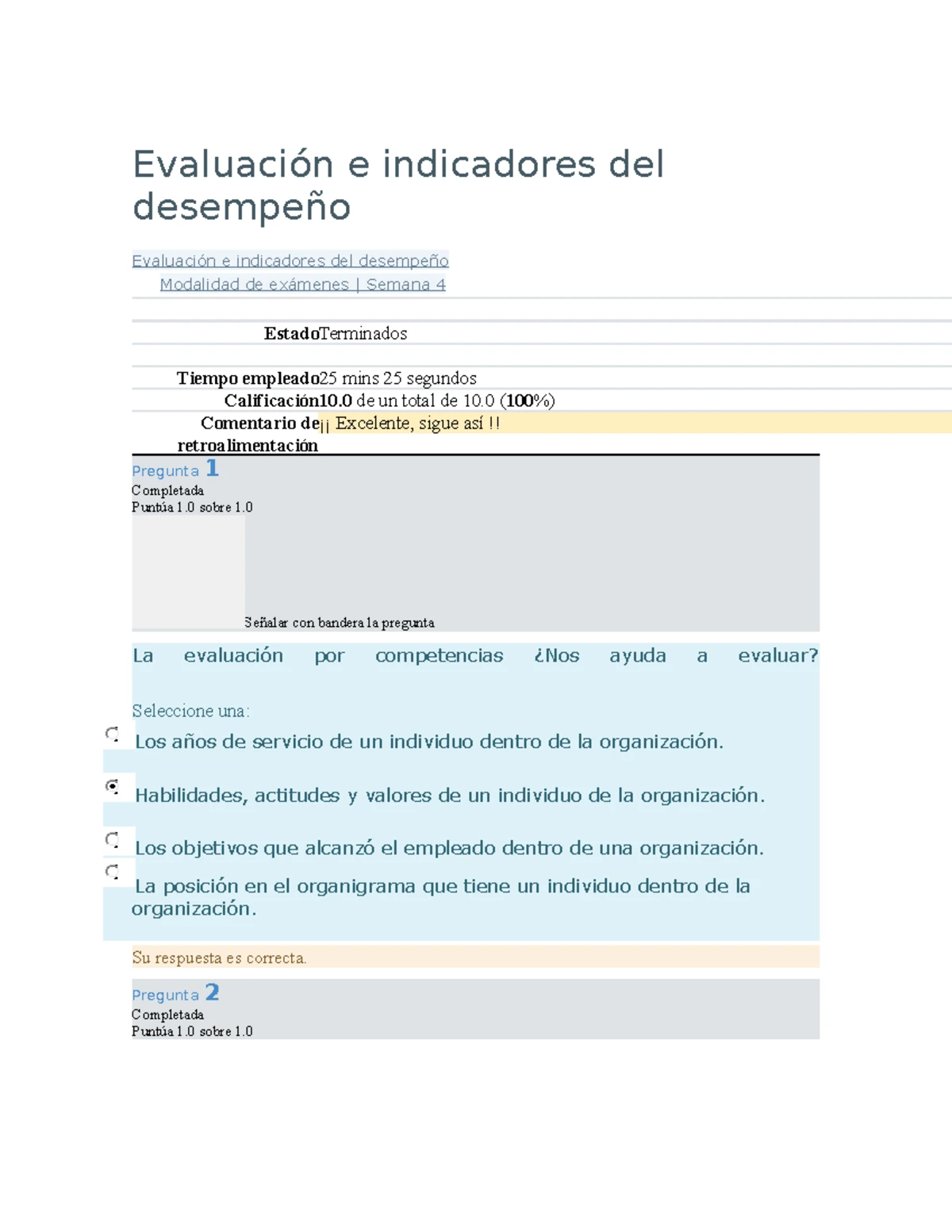 Indicadores y Evaluación del Desempeño - Exámenes 2 - Studocu