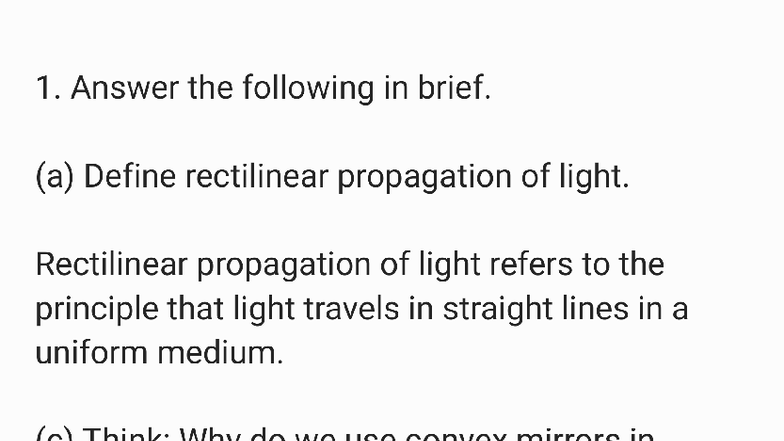 Light Class 7 Notes: Rectilinear Propagation & Lens Types - Studocu