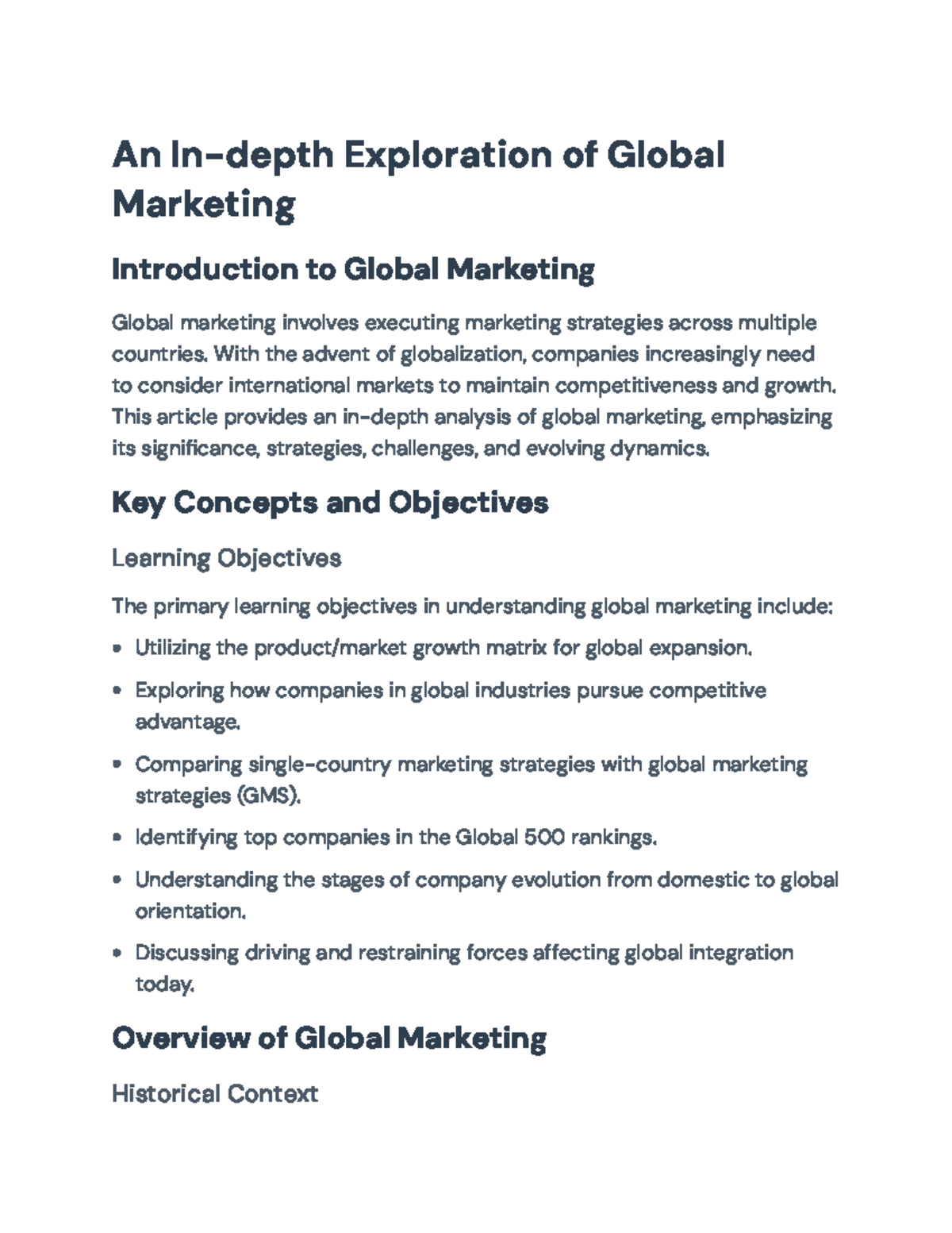 Comprehensive Guide to Global Marketing Strategies and Challenges - An ...