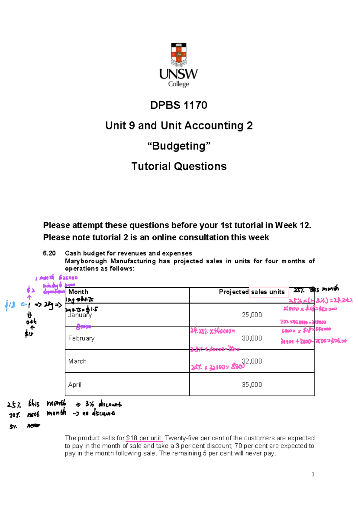Week 12 Tutorial Guide student copy - DPBS 1170 Unit 9 and Unit ...
