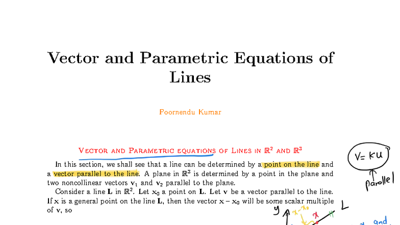 Vector and Parametric Equations of Lines - Week5A 1 2 - Studocu