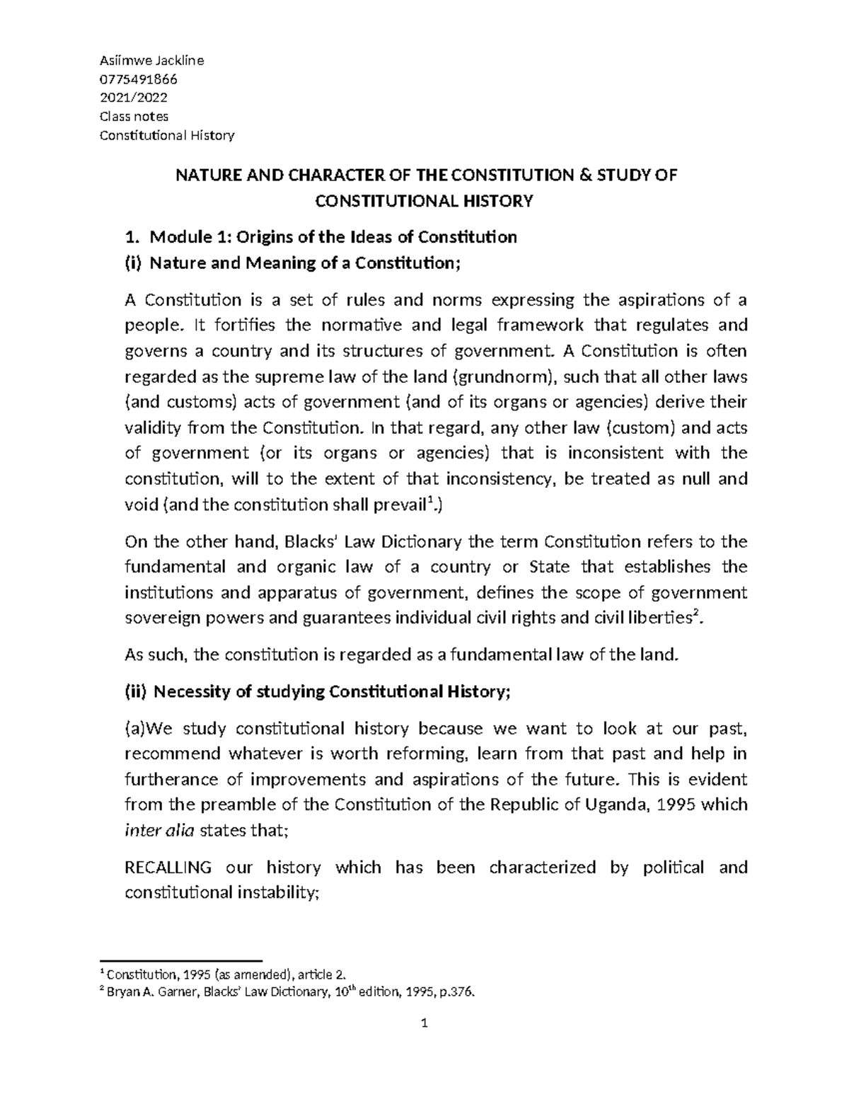 Final Exam Notes: Constitutional History A 12 - Studocu