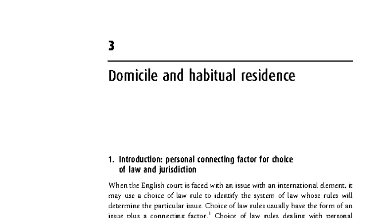 Domicile and Habitual Residence: A Study on Choice of Law and ...