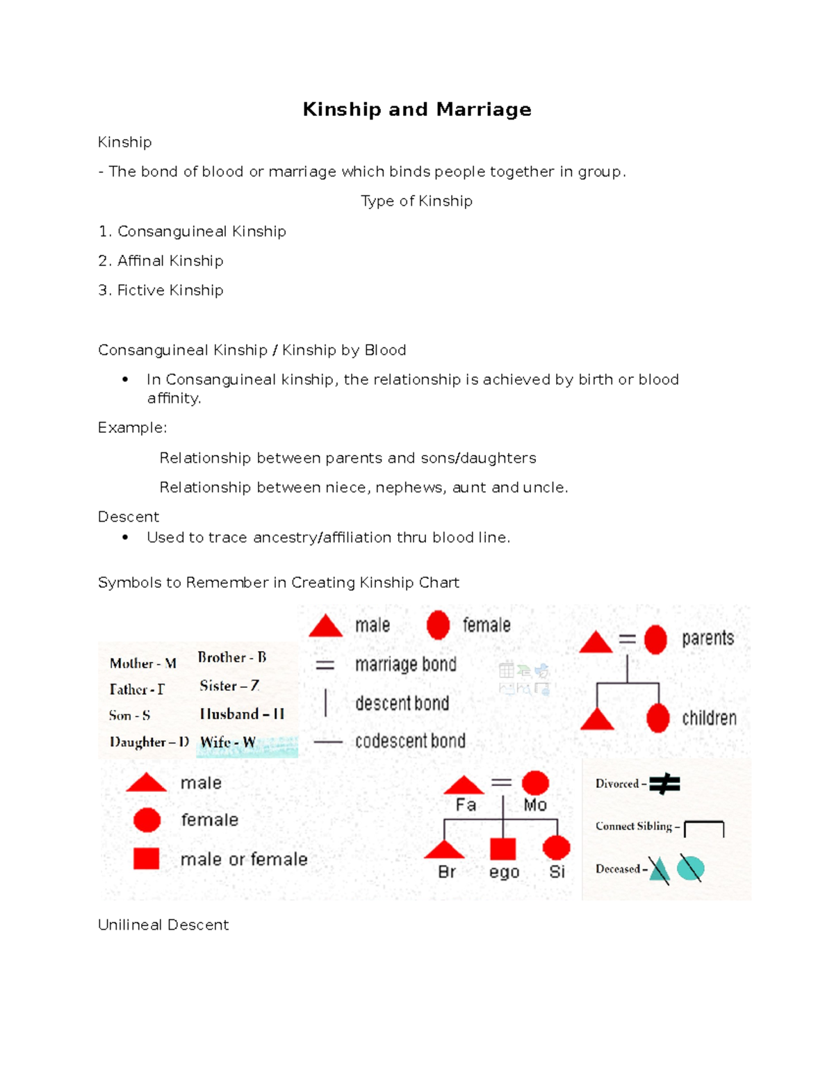 UCSP Reviewer - ucsp - Kinship and Marriage Kinship The bond of blood ...