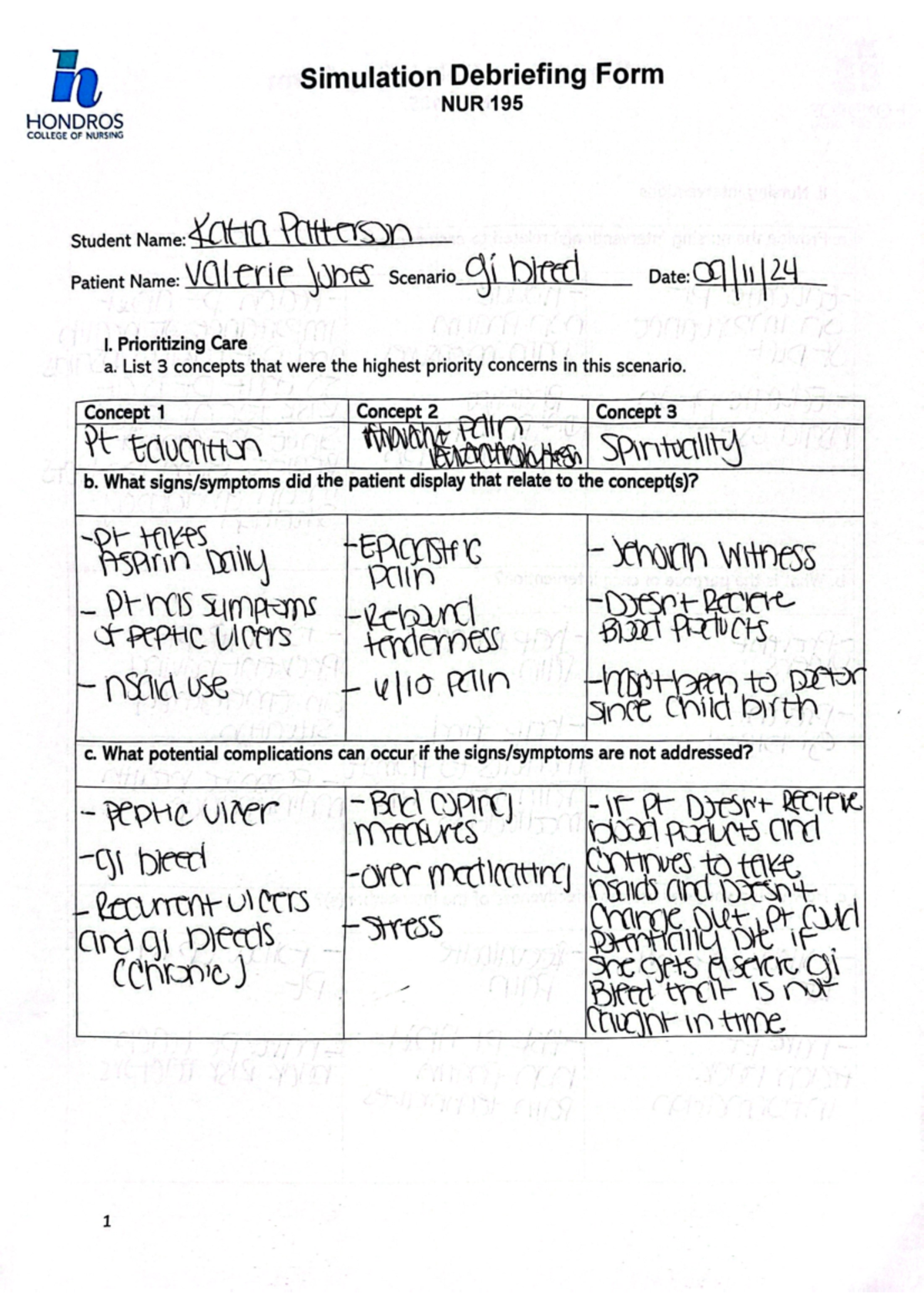 Nur 195 Simulation Debriefing Prioritizing Care For Gi Bleed Scenario
