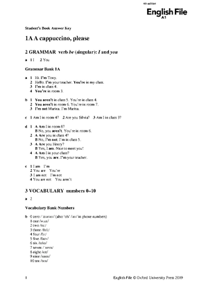 English File A1/A2 Student's Book and Workbook - 1A English File 4th ...