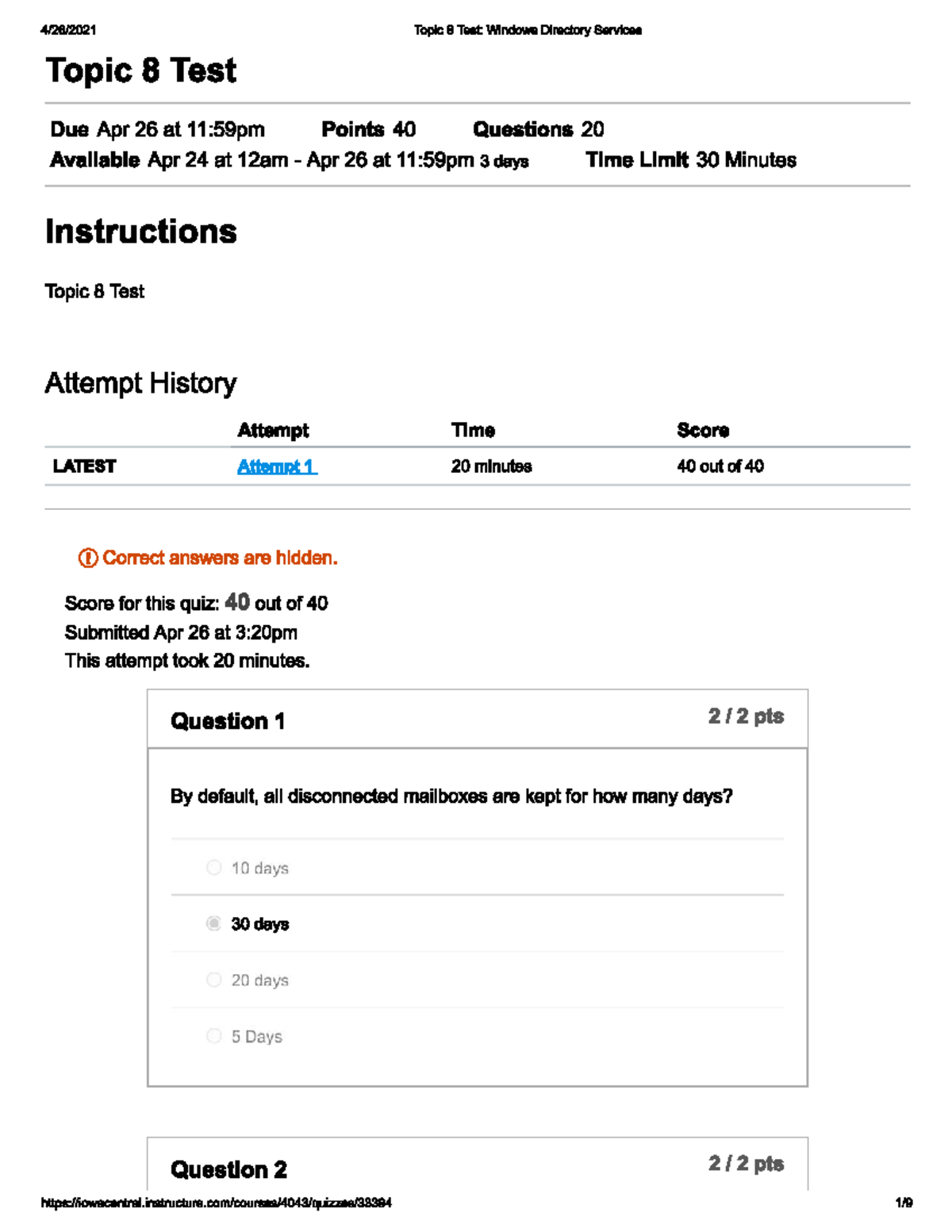 JHickman IT 101: Topic 8 Test on Windows Directory Services - Studocu