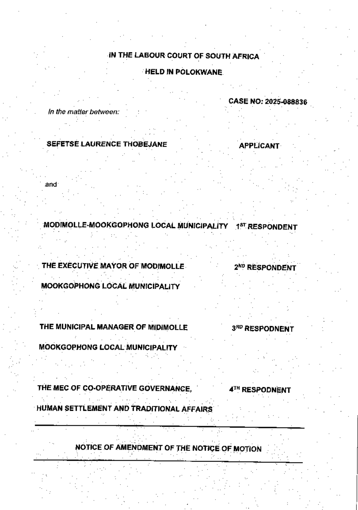Labour Court Notice of Amendment - Case No: Polokwane - Studocu