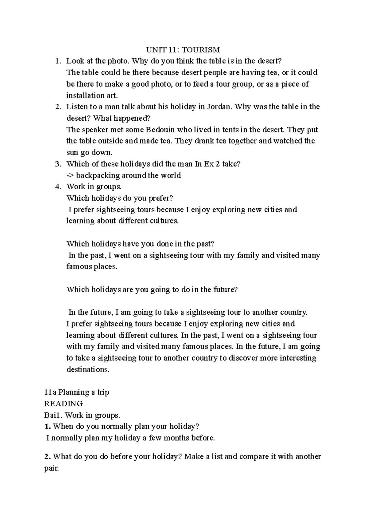 UNIT 11: Tourism - Exploring Holidays and Travel Tips - Studocu
