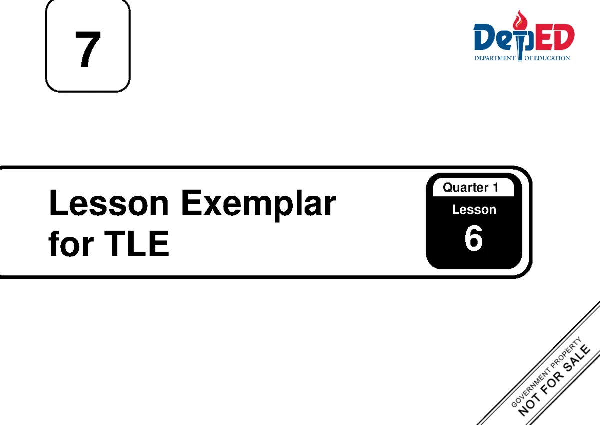 Lesson plan TLE - Subject: TLE Grade Level: Grade 7 Objective ...