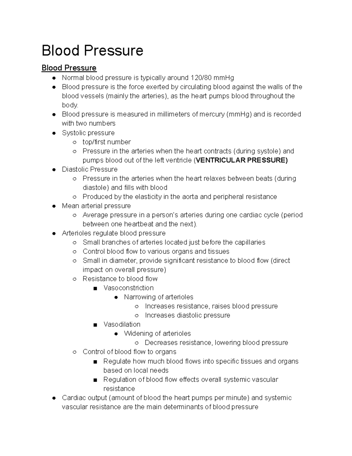 Anatomy 2: Blood Pressure Regulation & Control Insights - Studocu