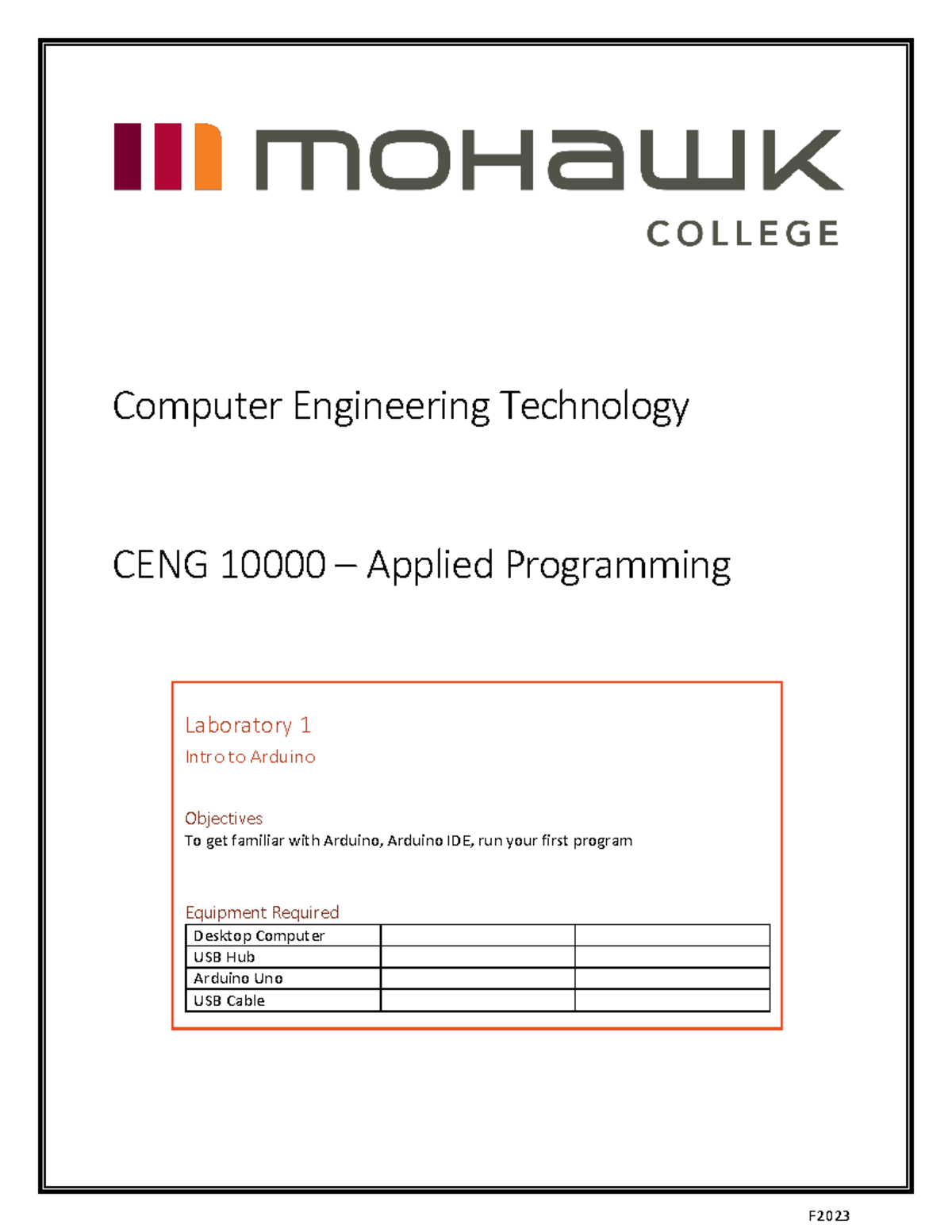 CENG 10000 Lab 01 Manual: Intro to Arduino Programming F2023 - Studocu