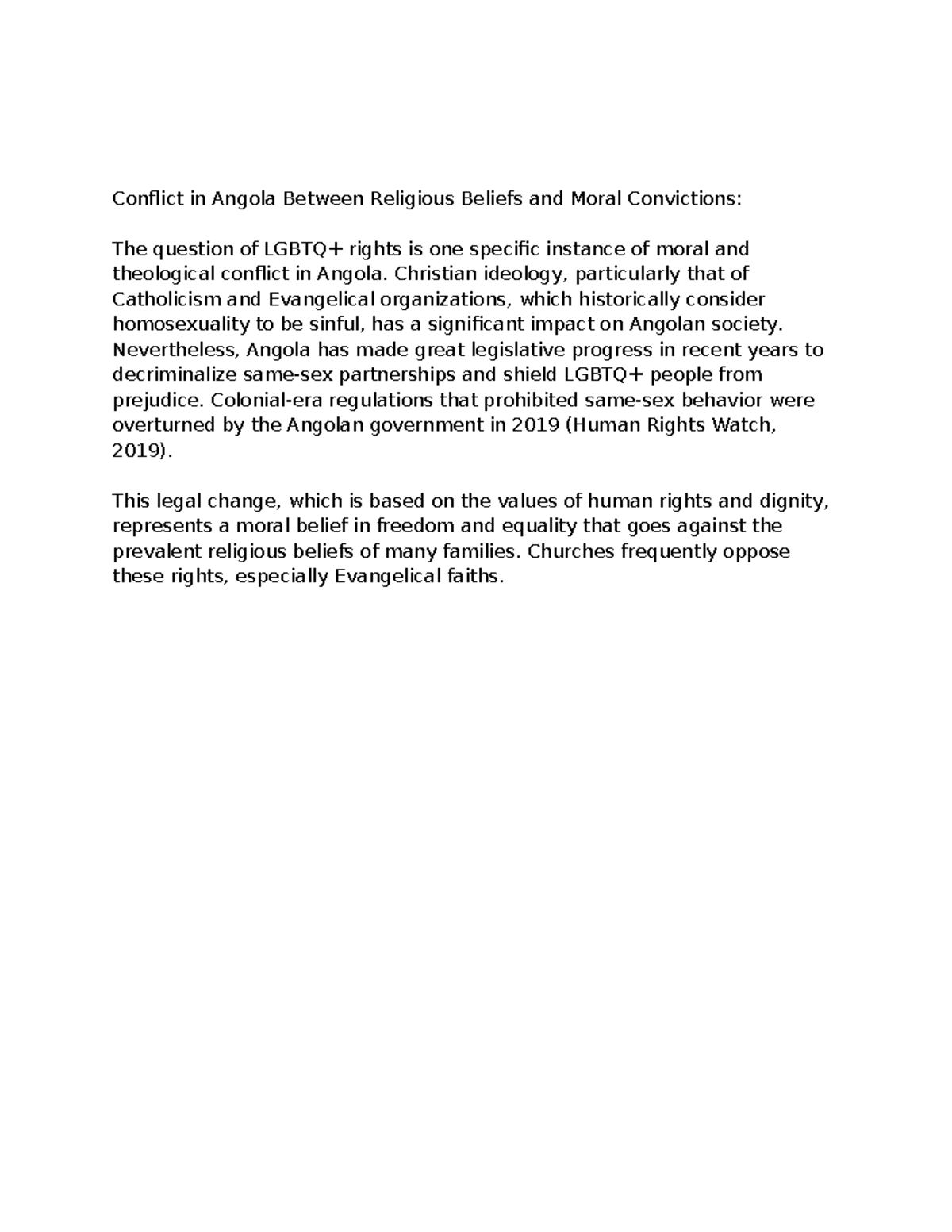 Conflict in Angola: Religious Beliefs vs. Moral Convictions (Doc 54-3 ...