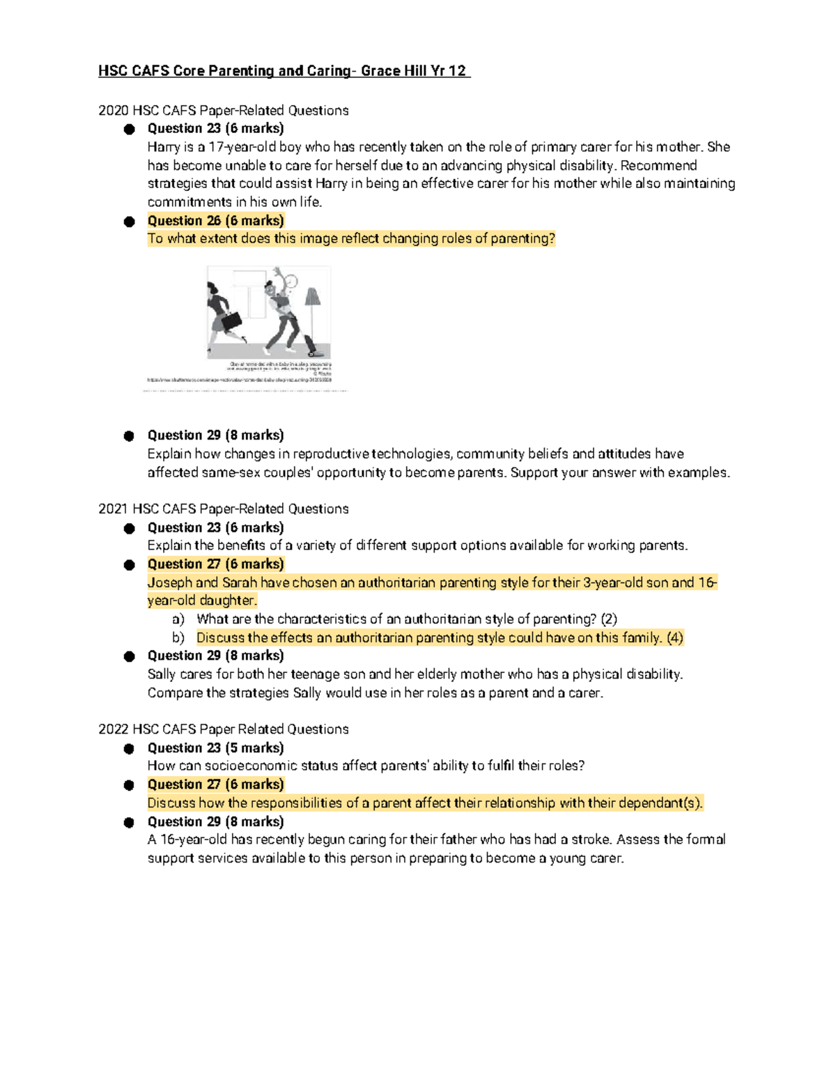 CAFS Assessment: Parenting Roles & Strategies - Grace Hill T1 Yr 12 ...