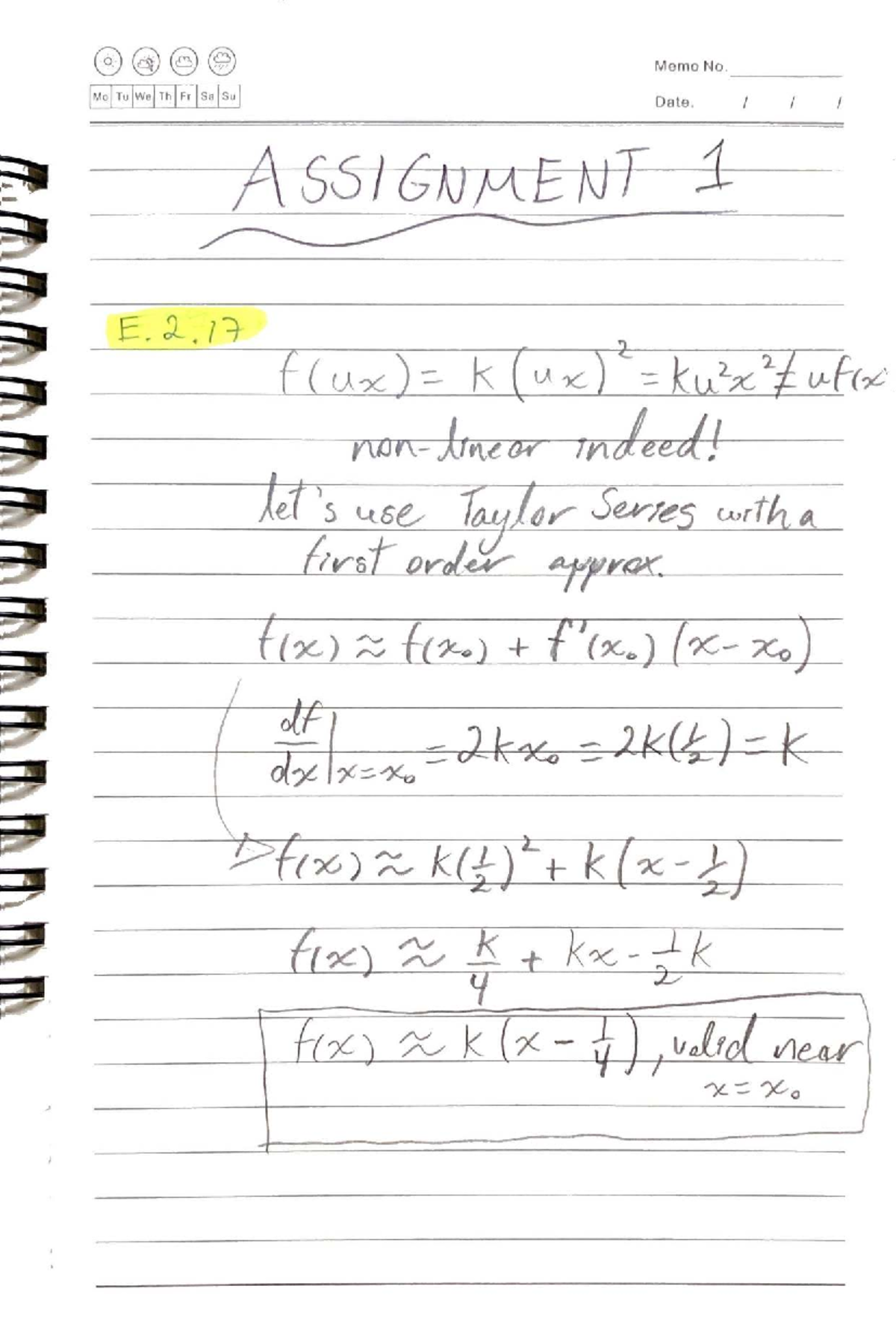Assignment 1 Solutions for MECH 371: Taylor Series & Mass Analysis ...