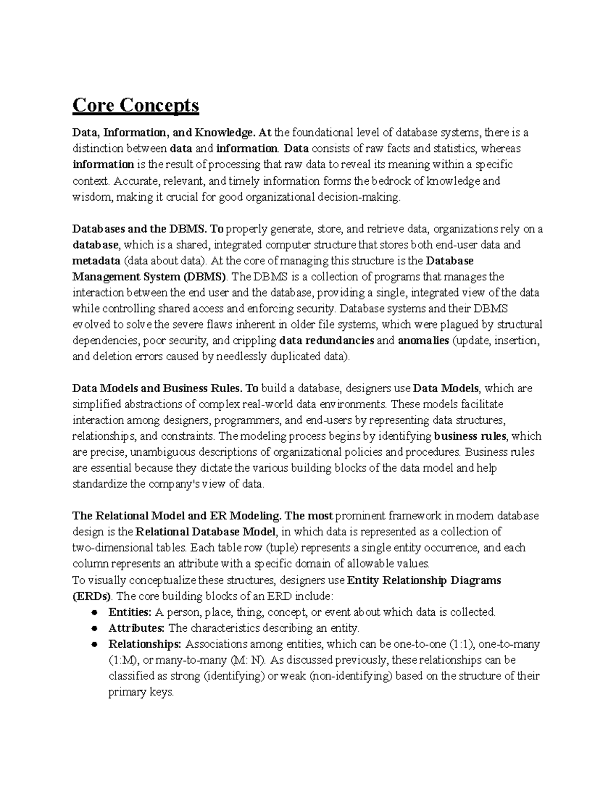 Core Concepts of Data, Information, and Knowledge: Study Notes - Studocu