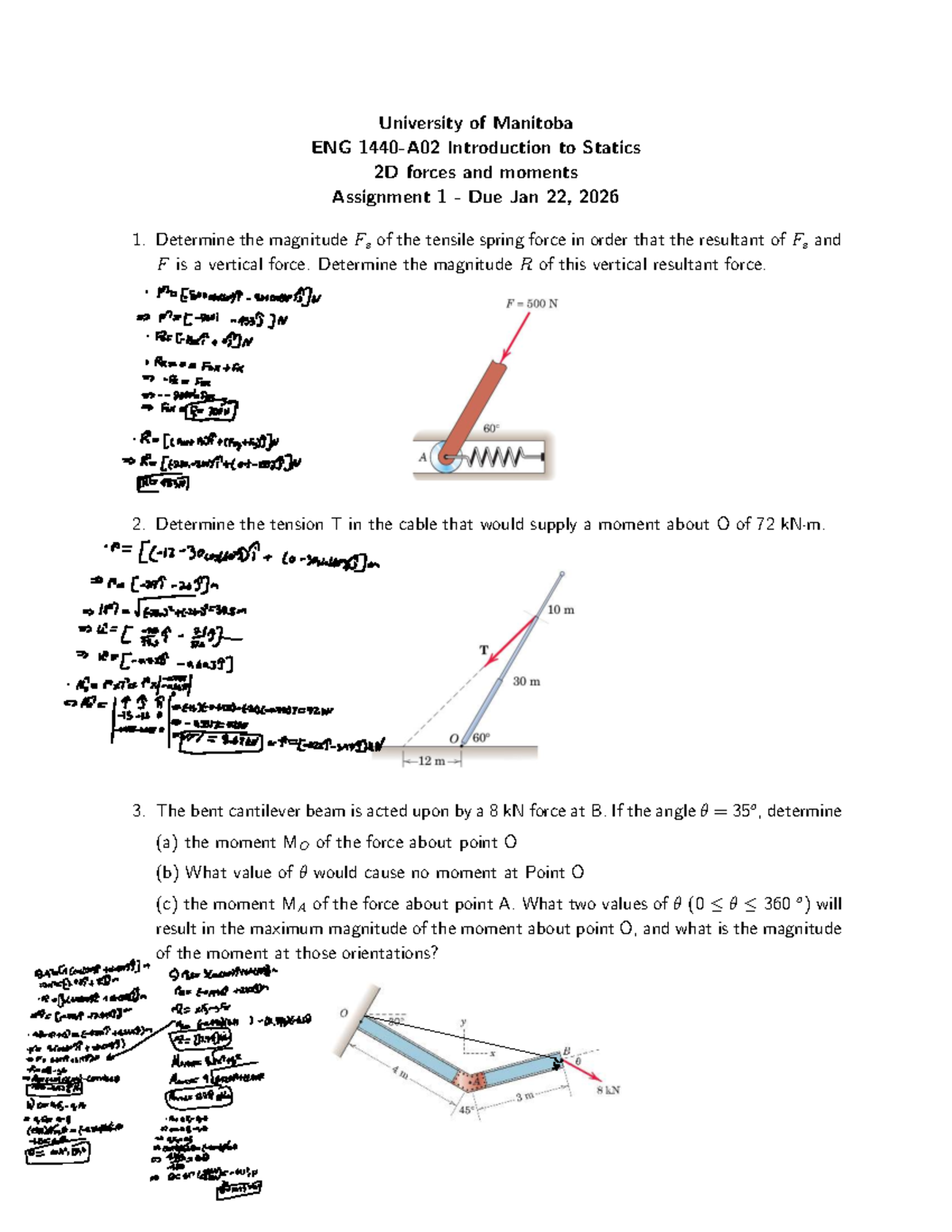 ENG 2D Statics Assignment 1: Forces & Moments Analysis - Studocu