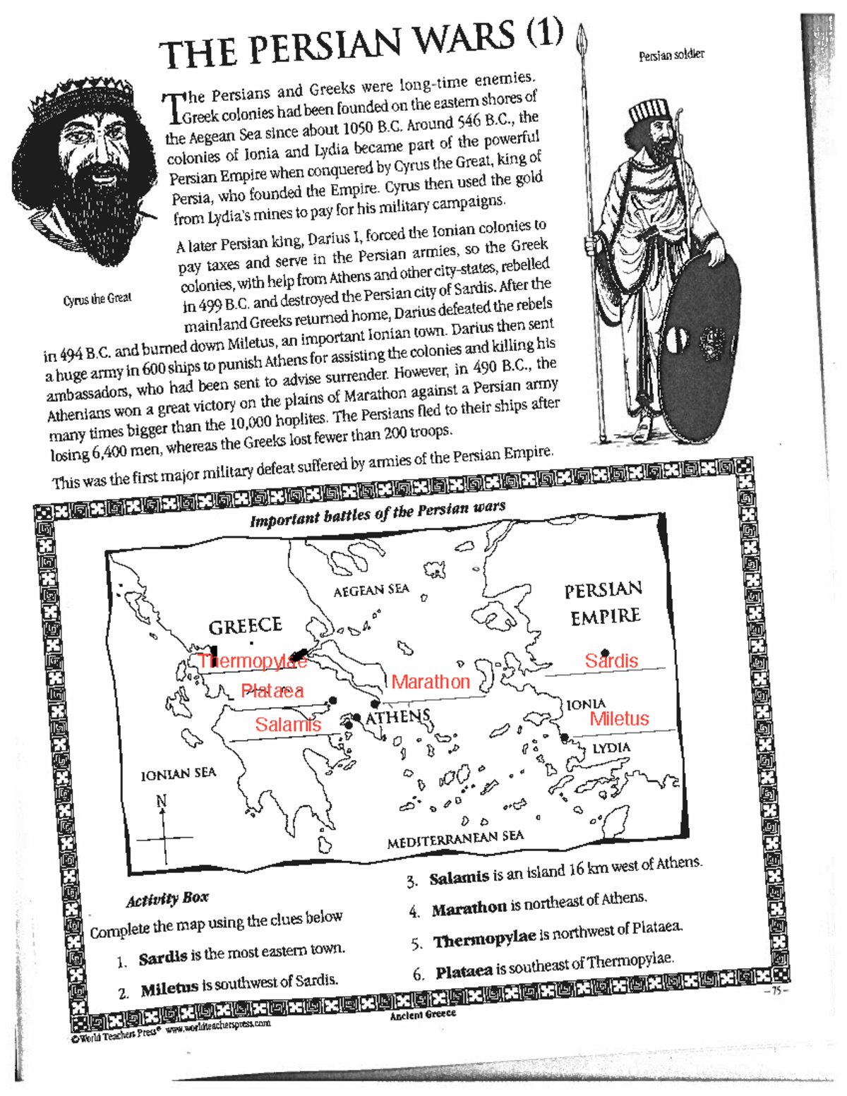 The Persian Wars Worksheet-2: Key Battles and Events - Studocu