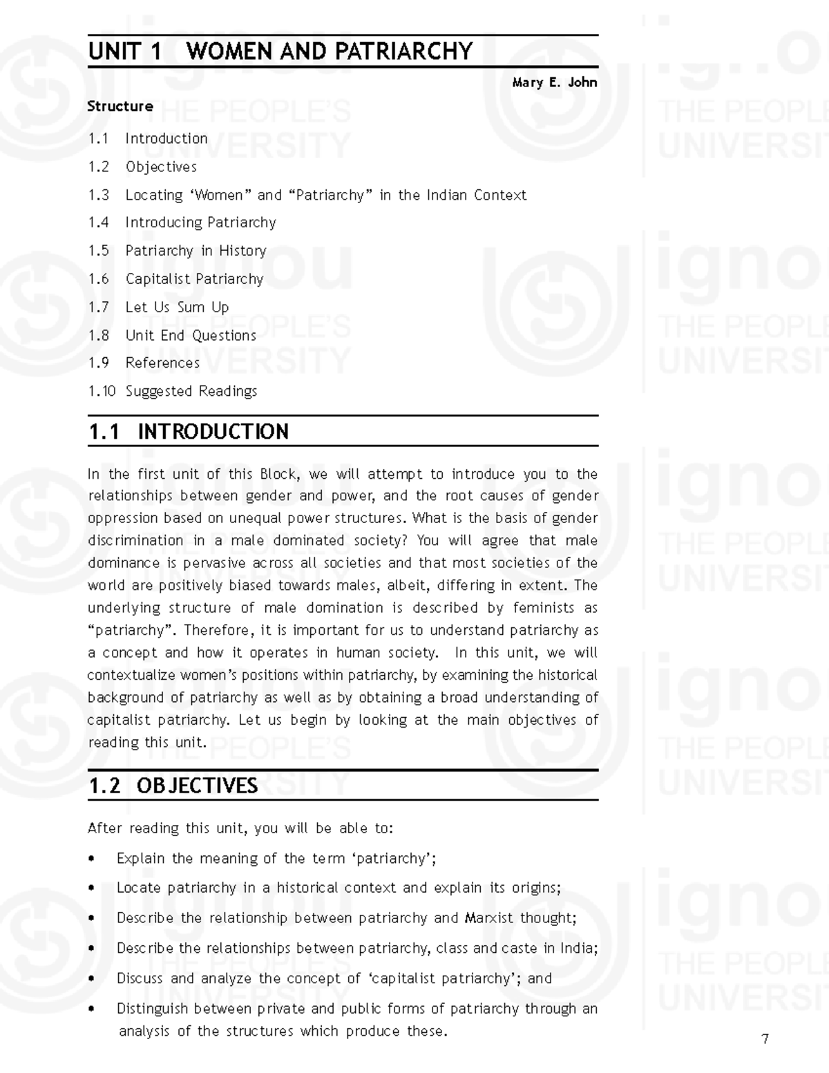 Women and Patriarchy: Understanding Gender Power Dynamics (Unit 1 ...