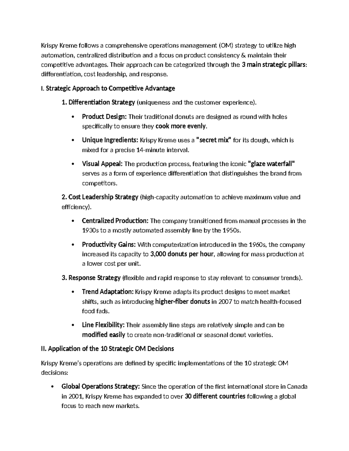 PO M HW1: Krispy Kreme's Operations Management Strategies for ...