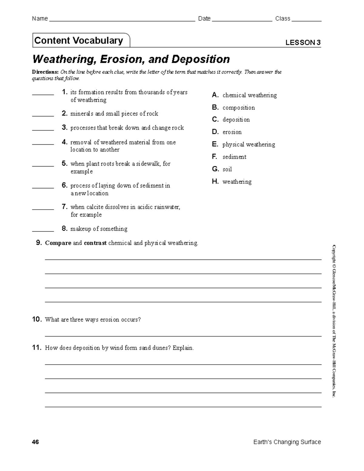 Weathering and Erosion Lesson 3: Key Concepts and Practices - Studocu