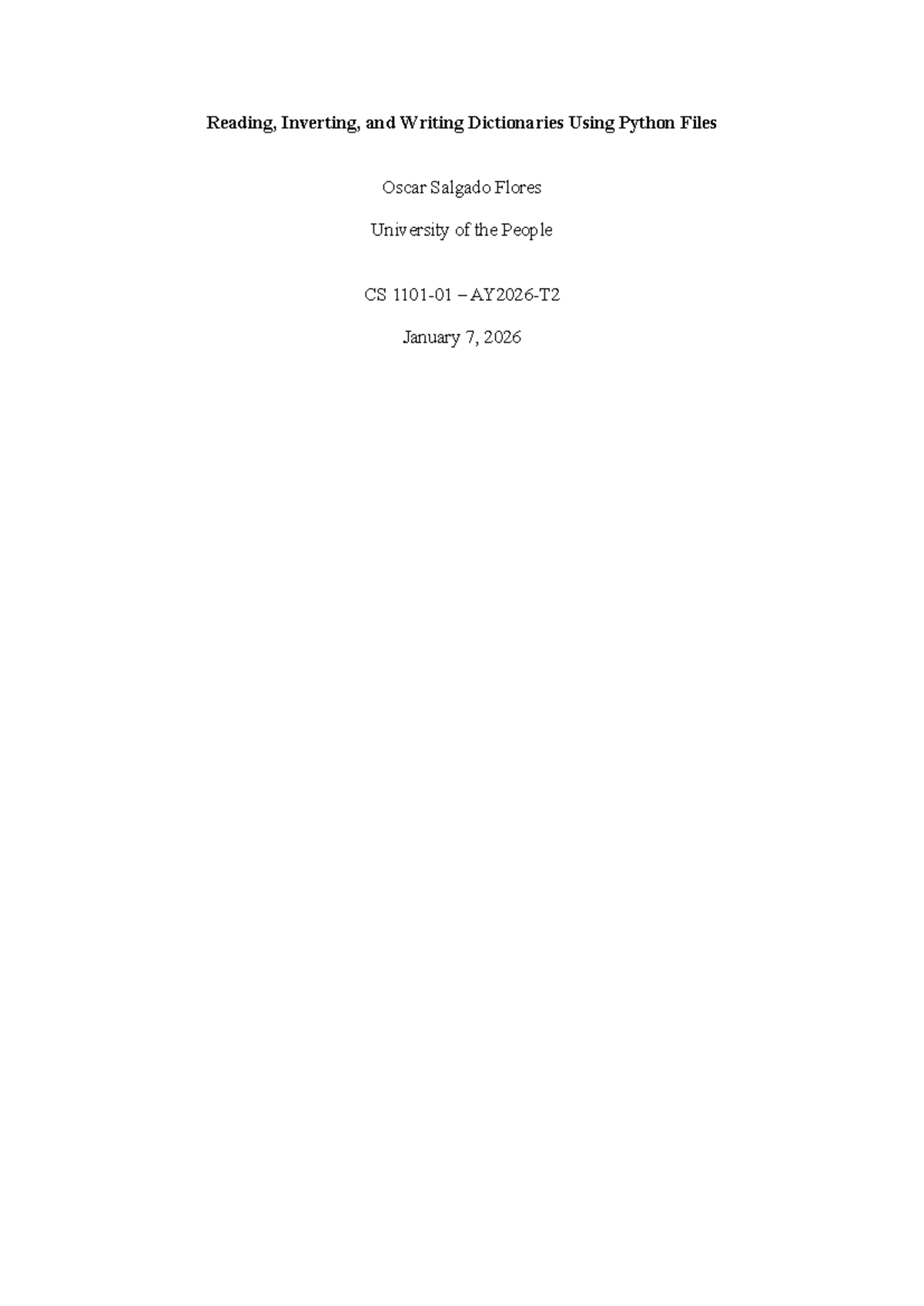 CS 1101-01 Unit 7 Assignment: Python Dictionary File Handling - Studocu