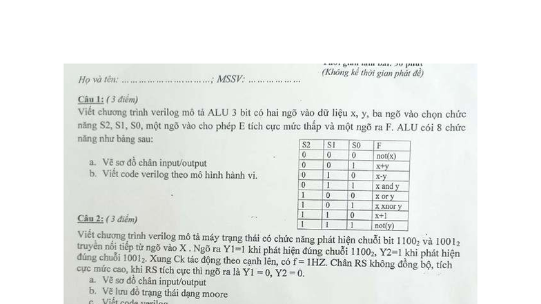 ALU and Sequence Detector Design in HDL (Course Code: HDL 101) - Studocu