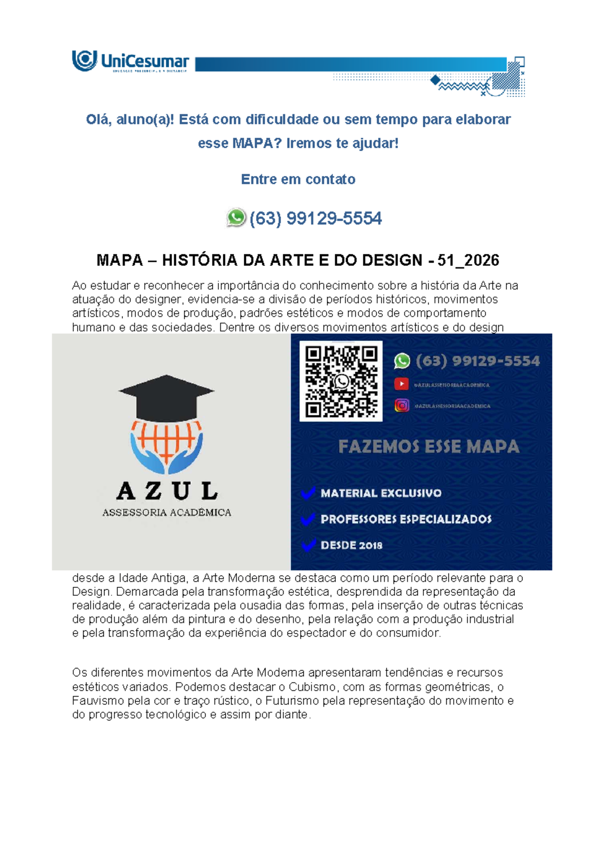 MAPA: História da Arte e Design - Movimentos Artísticos 51_2026 - Studocu