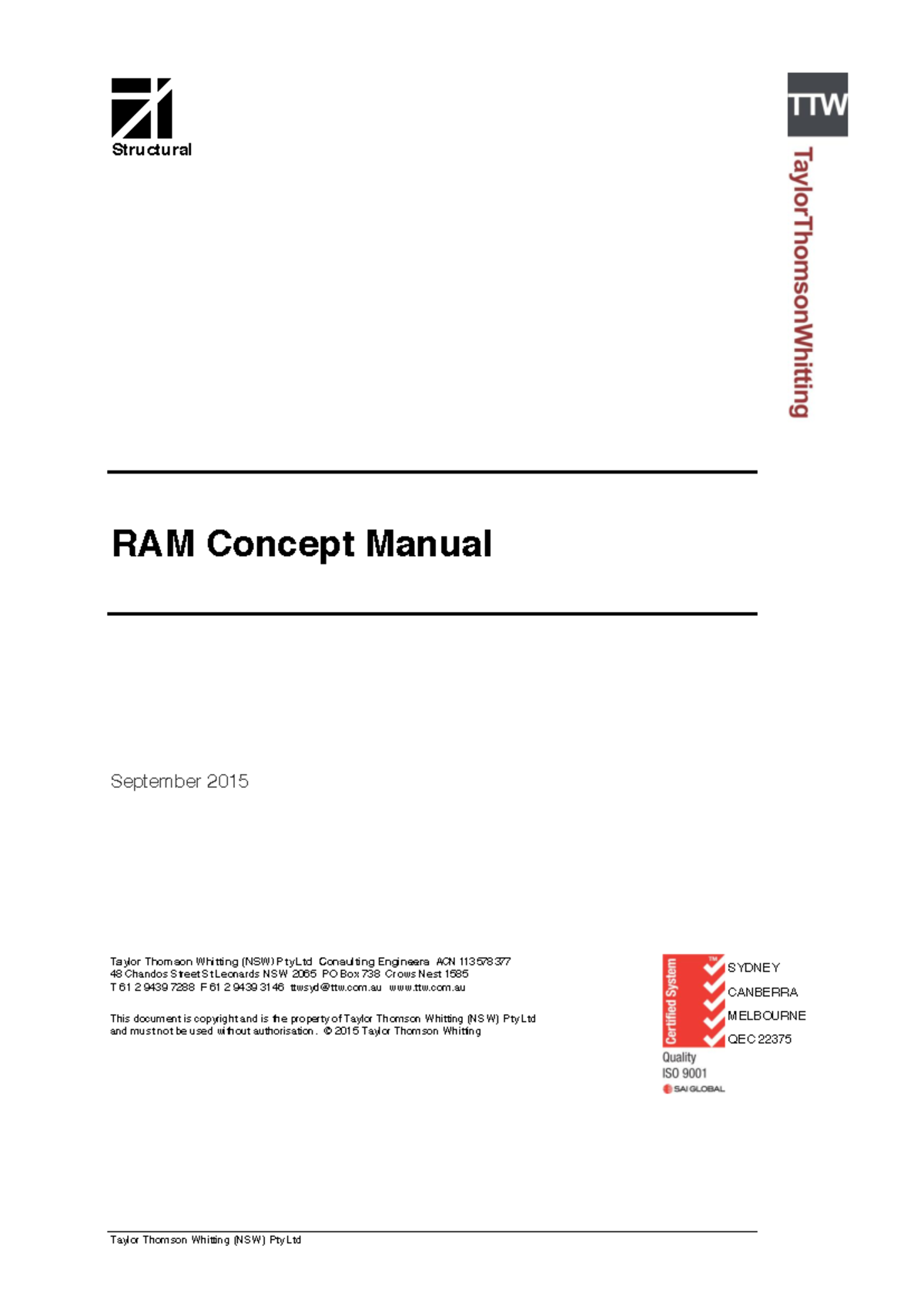 RAM Concept User Manual: Modeling, Analysis & Design Guidelines - Studocu