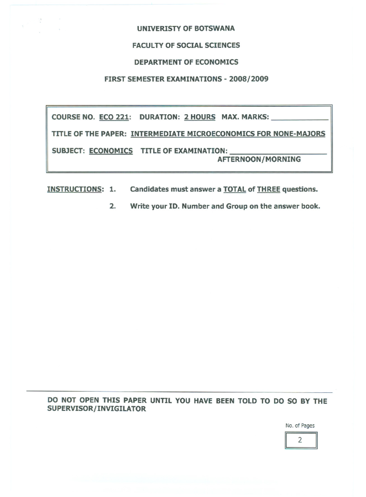 ECO 221: Intermediate Microeconomics Final Exam 2008 - Studocu