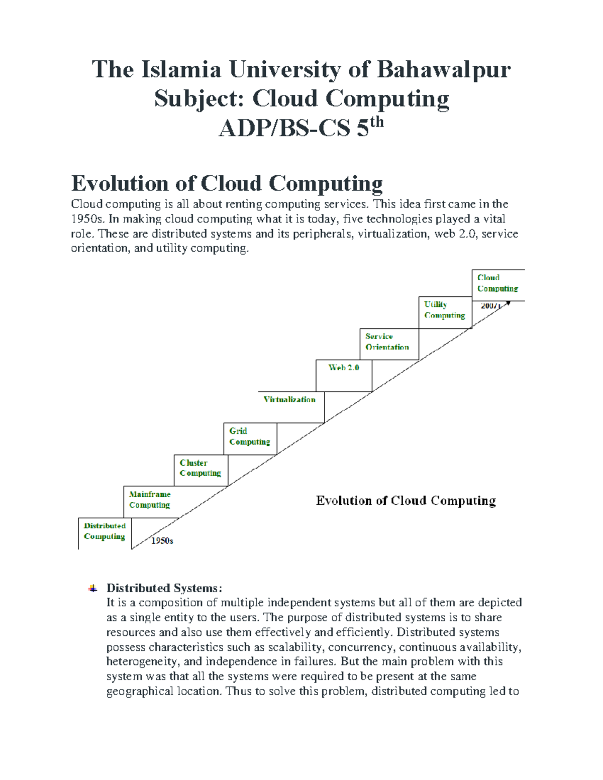 Cloud Computing Evolution: Key Technologies and Concepts - Studocu