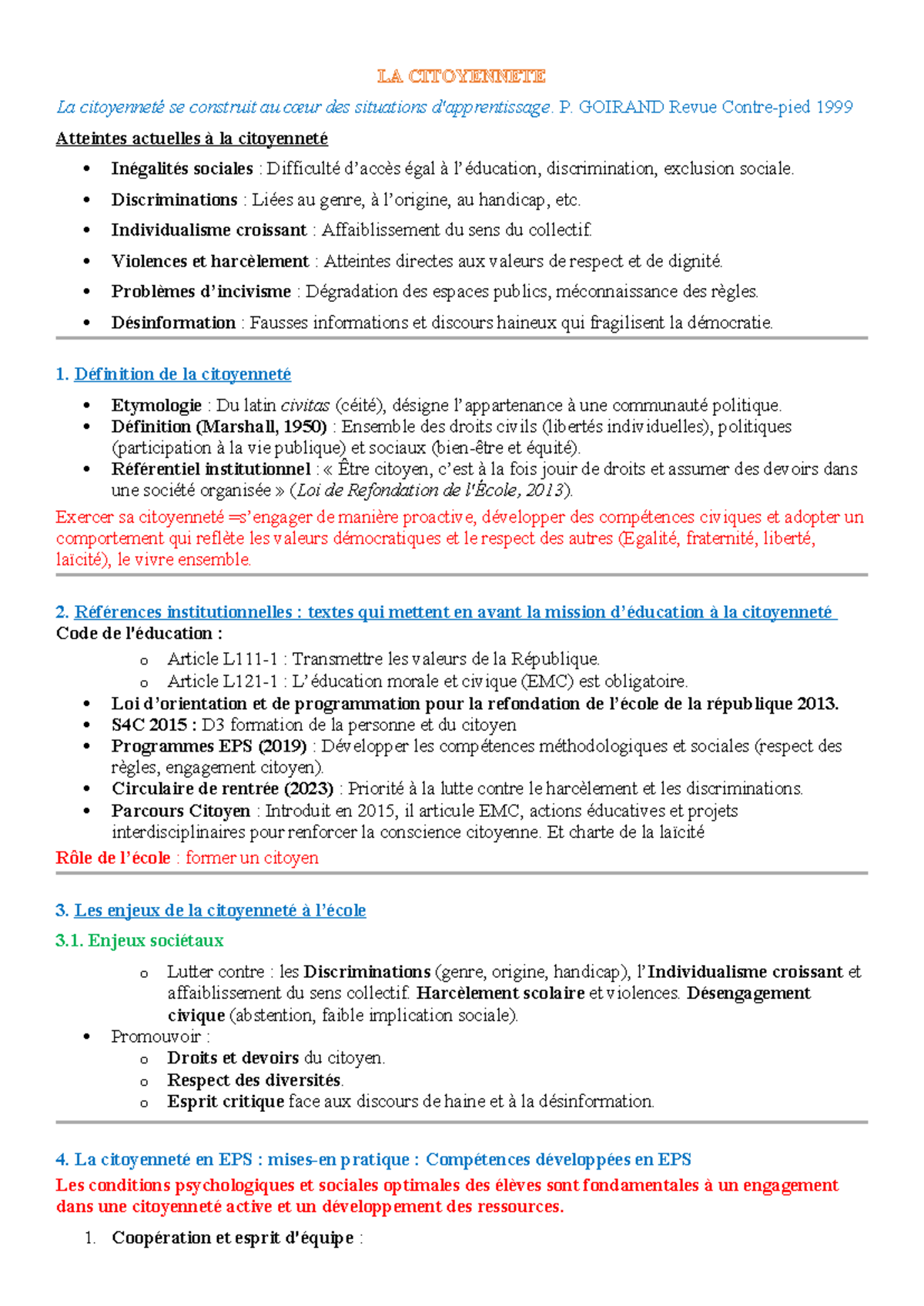 La citoyenneté et l'hétérogénéité en EPS : enjeux et pratiques ...