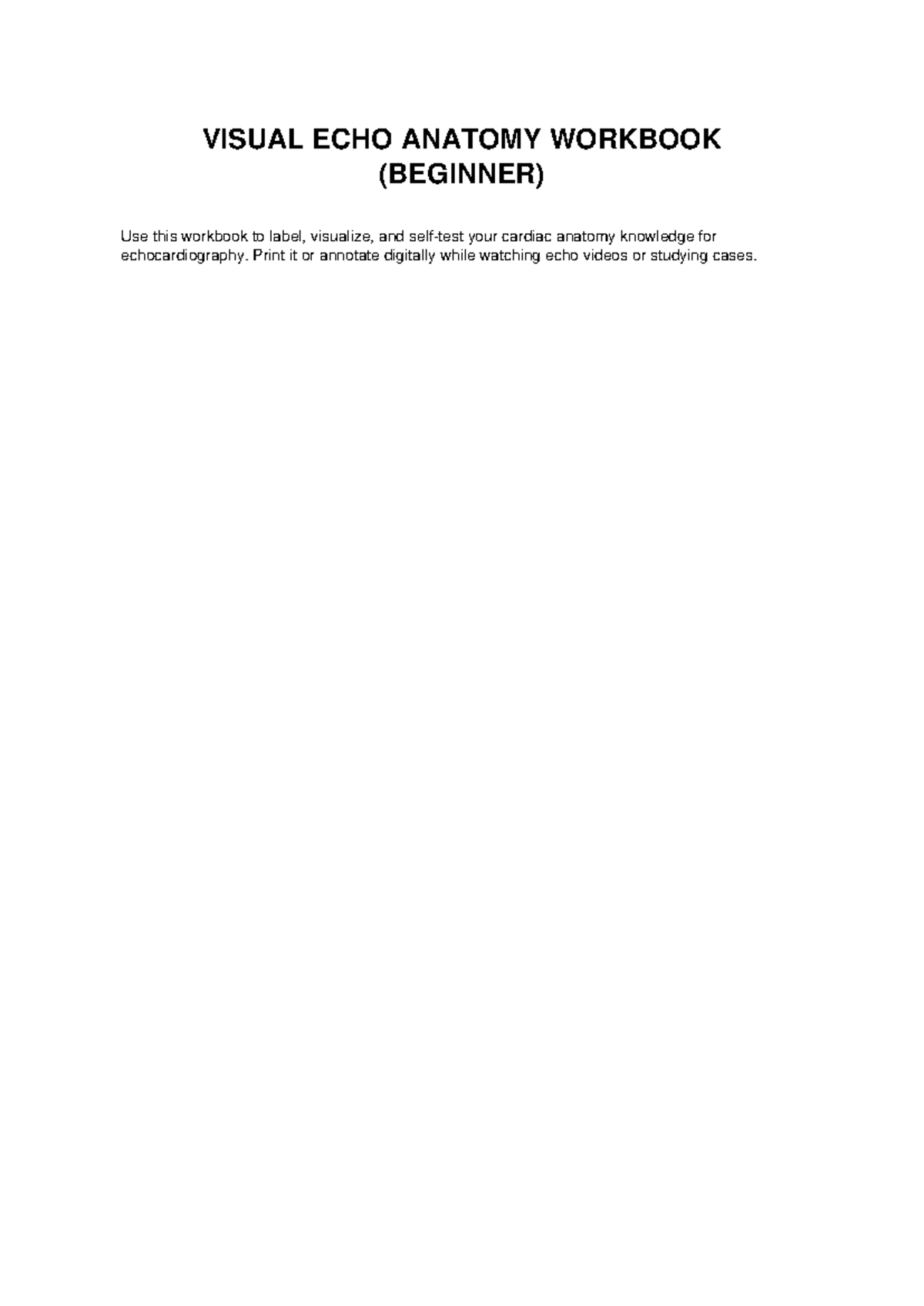 Echo Visual Anatomy Workbook (Beginner) for Cardiac Echocardiography ...
