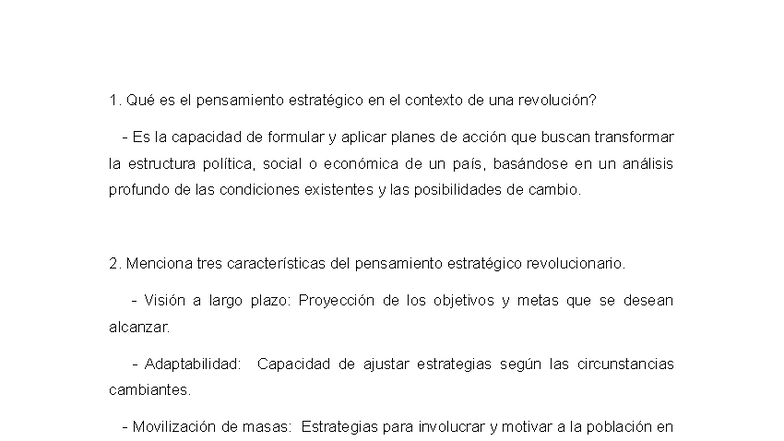 Cuestionario sobre Pensamiento Estratégico Revolucionario - asdfghj ...