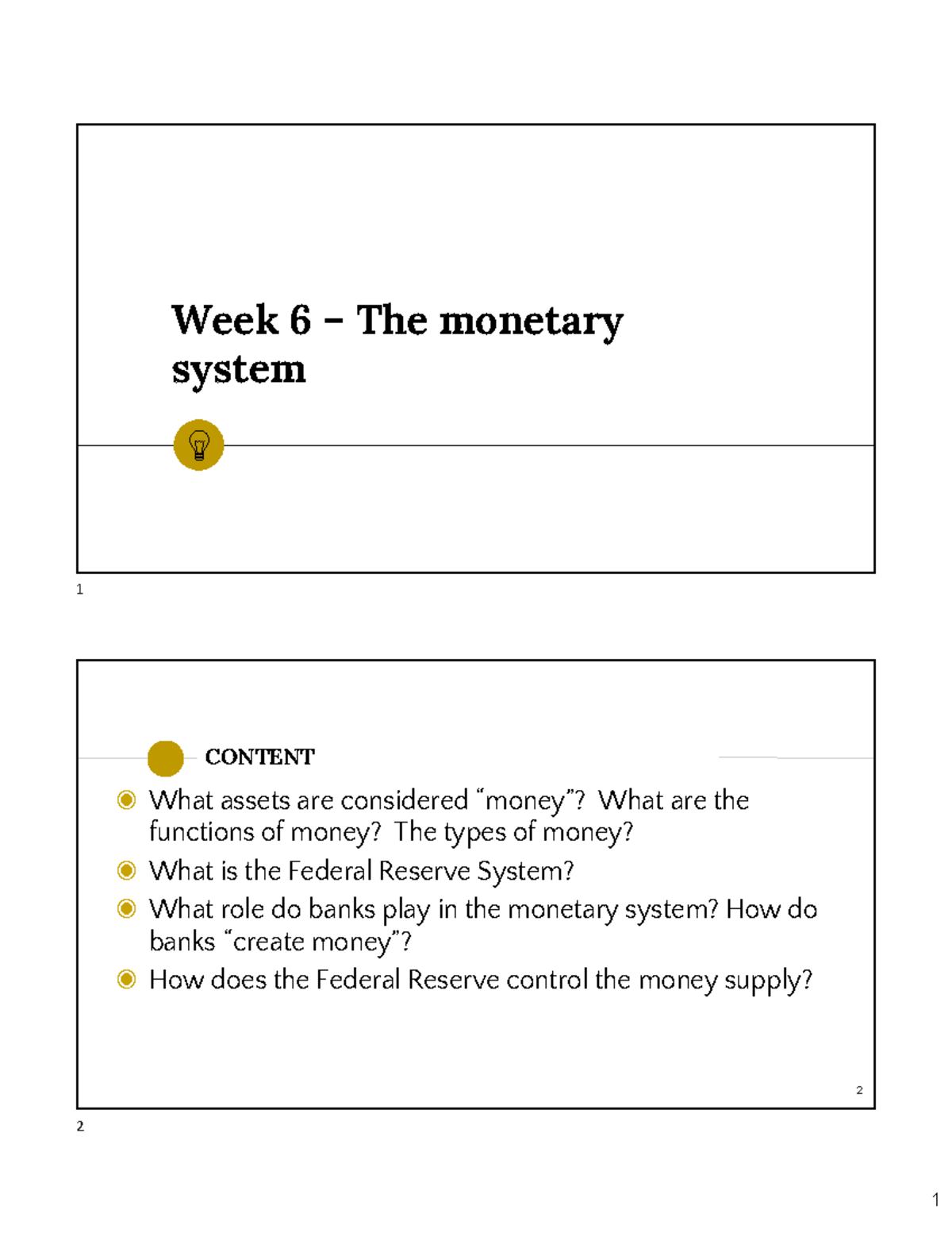 Week 6: Understanding the Monetary System - Key Concepts & Answers ...