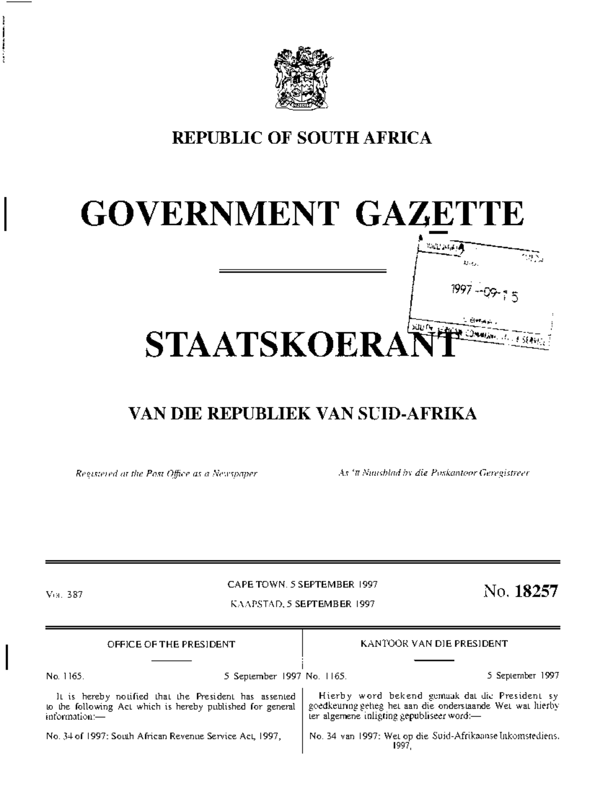 SARS Act 34 of 1997: Overview and Key Provisions - Studocu