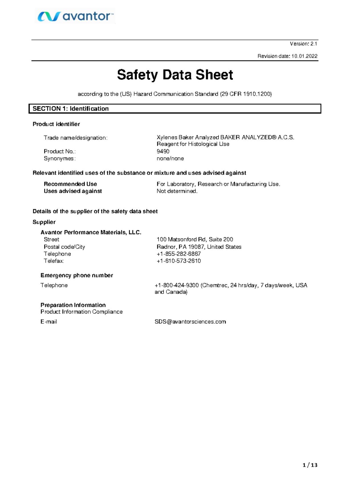 Xylenes Safety Data Sheet (SDS) - Version 2.1 - Studocu