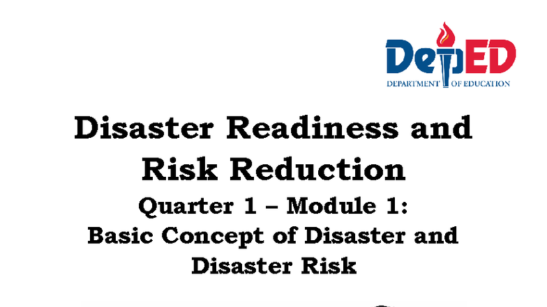 DRRR-Q1: Basic Concepts of Disaster & Risk Management Module 1 - Studocu