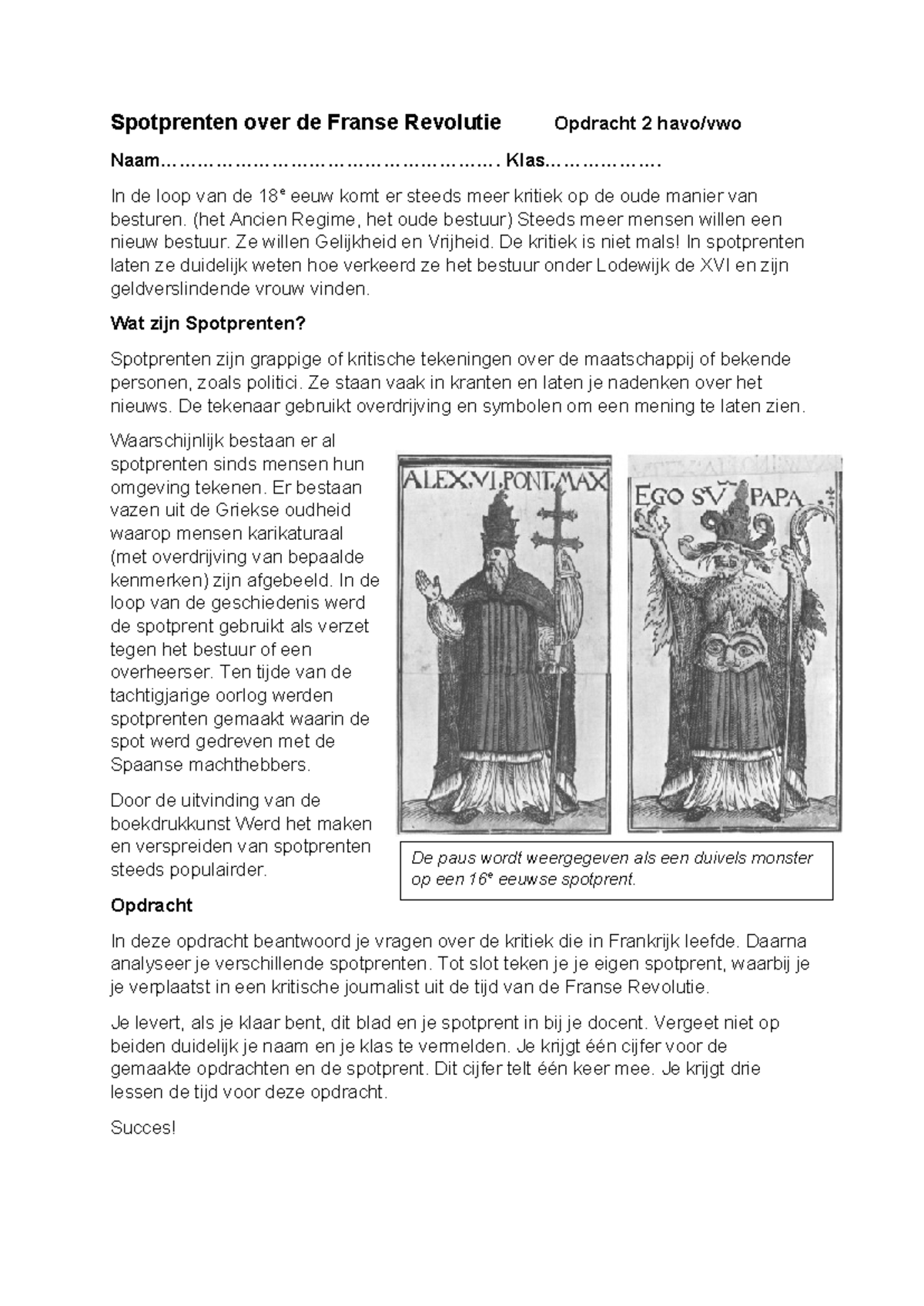 Spotprenten en de Franse Revolutie: Opdracht 2 Analyse en Creatie ...