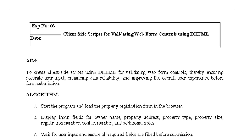 Ex-3 - EX-3 - KGiSL institute of 711723104029 Exp No: 03 Client Side ...