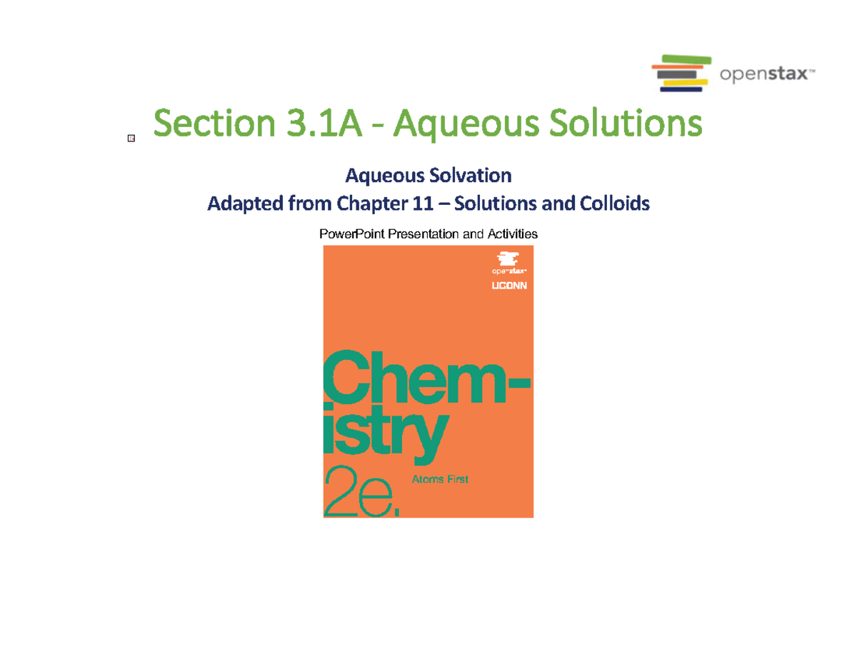 Aqueous Solutions and Solubility Principles (Chemistry 101 Notes ...