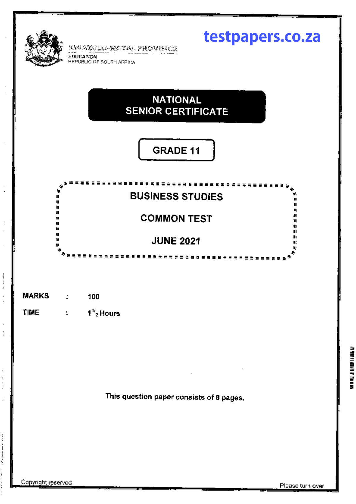 Business Studies Grade 11 June 2021 QP only - testpapers.co PROVINCE ...