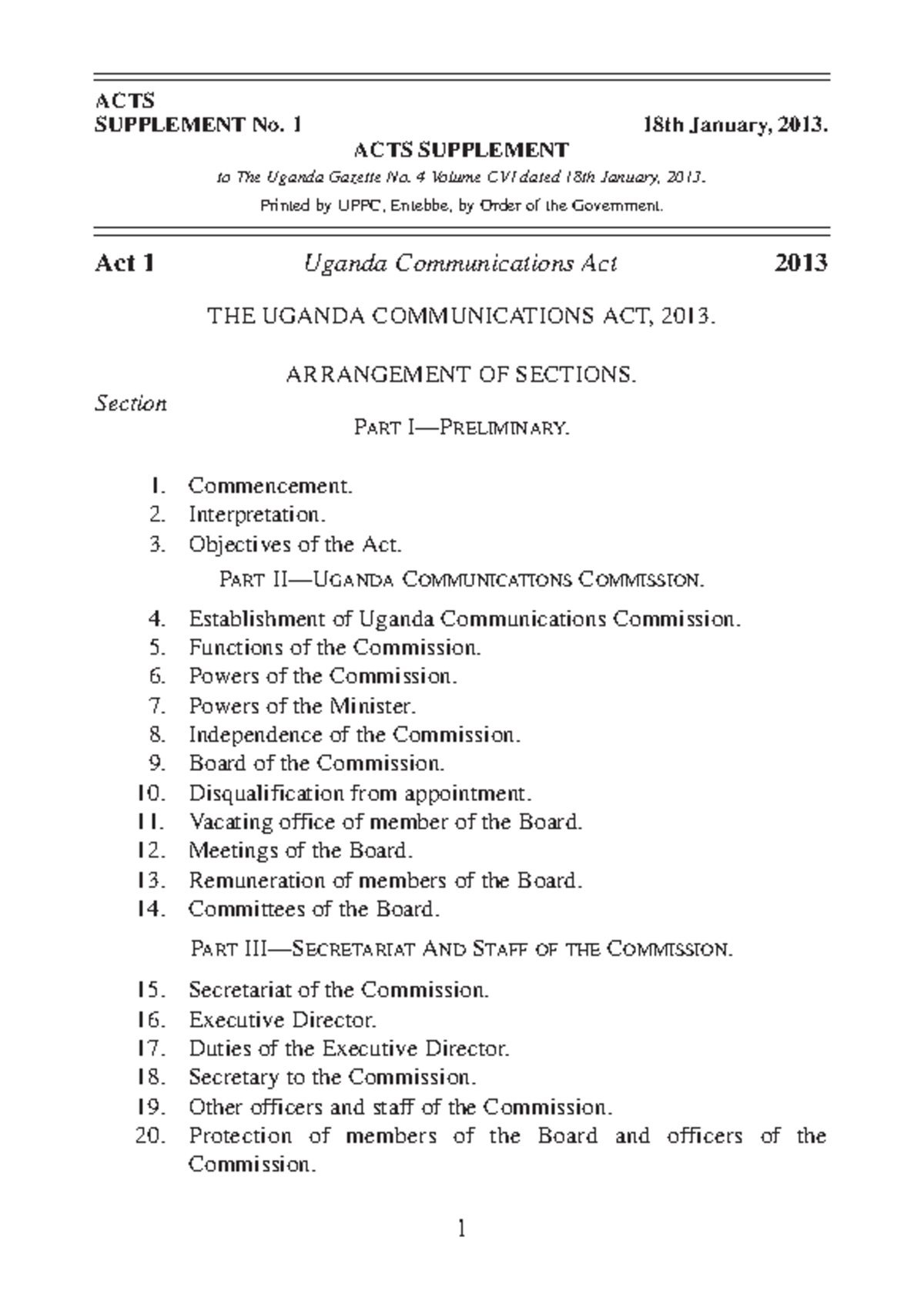 UCC Act 2013 - laws regulating communication in Uganda - ACTS ...