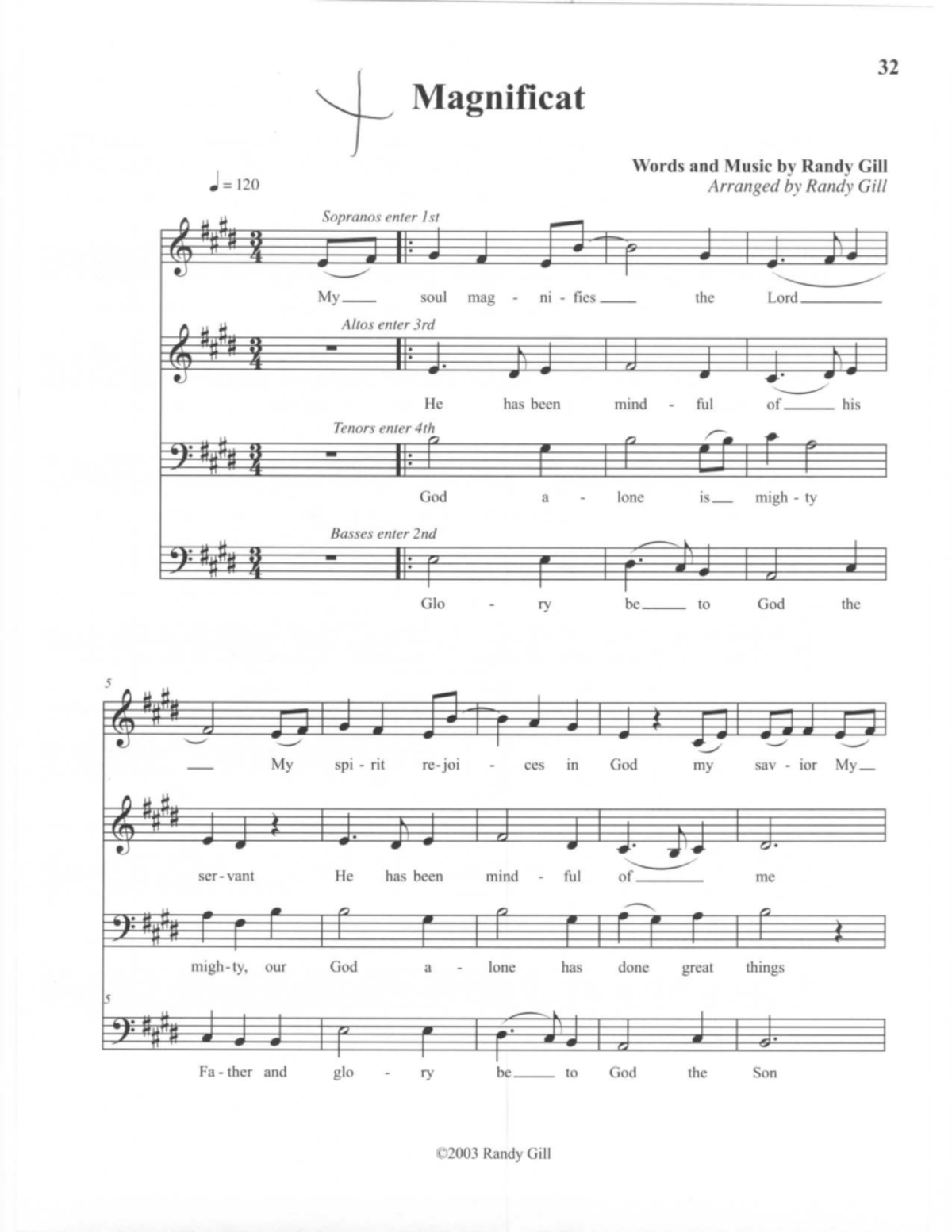 Magnificat Arrangement by Randy Gill - J 120 for Sopranos and Choir ...