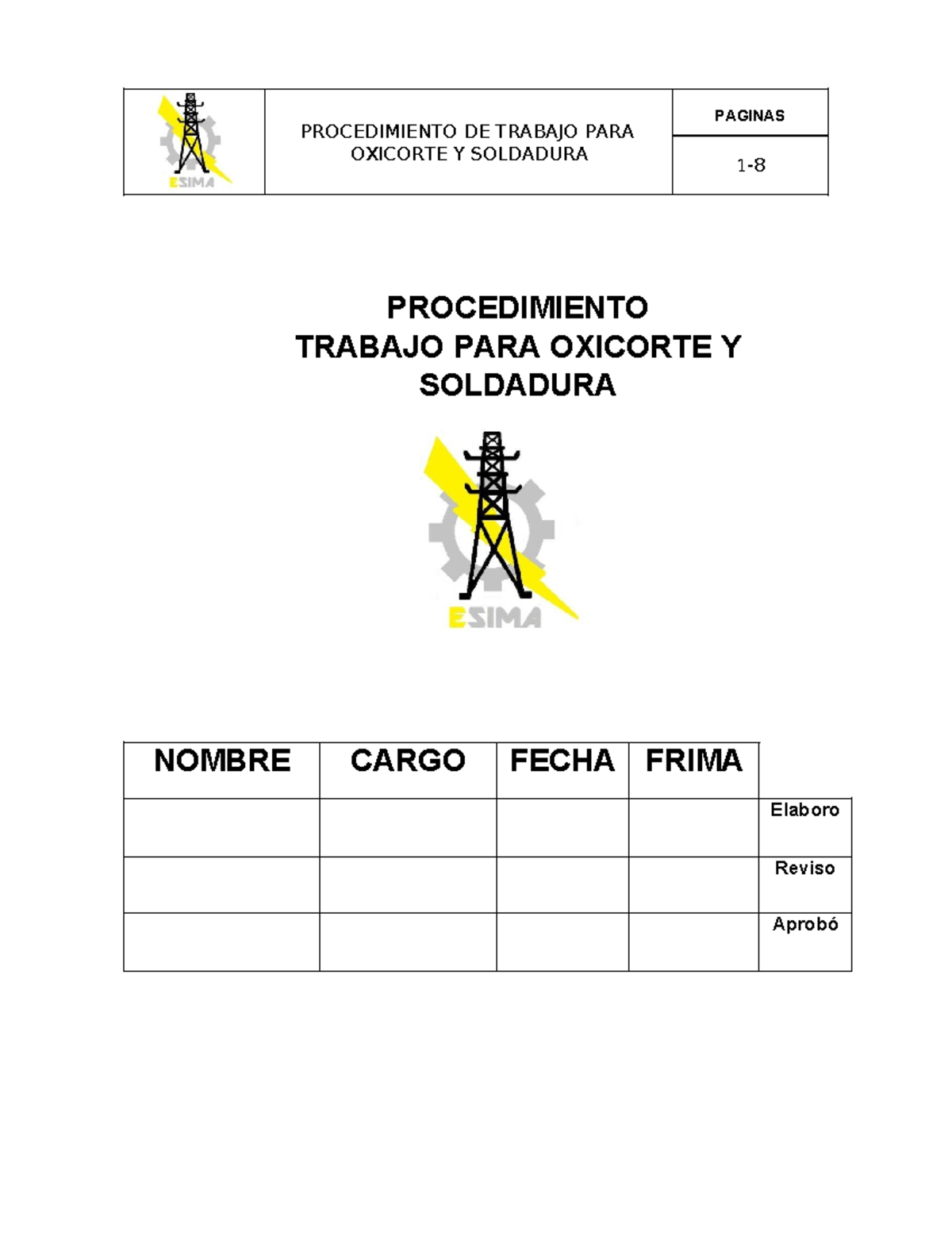 Procedimiento de Trabajo para Oxicorte y Soldadura - Seguridad y EPP ...