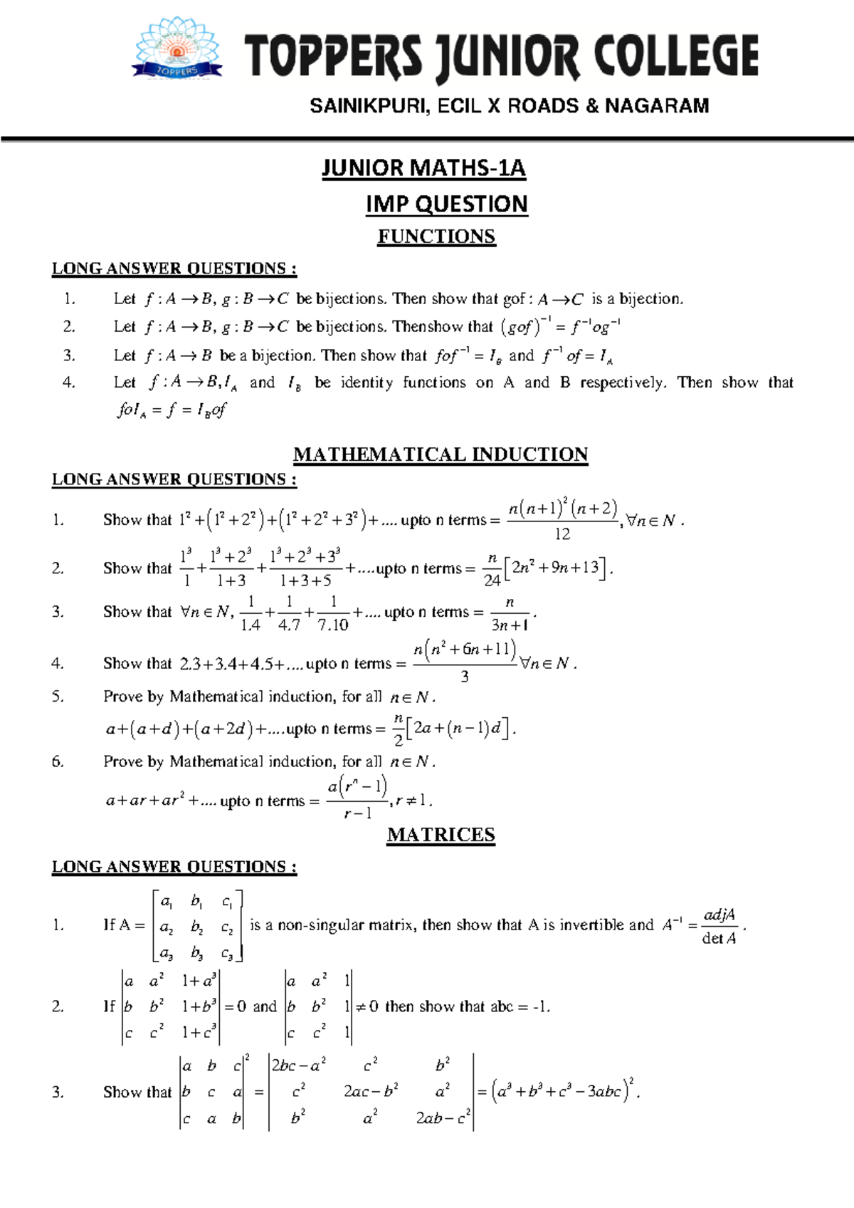 JR Maths(IMP Questions) - SAINIKPURI, ECIL X ROADS & NAGARAM JUNIOR ...
