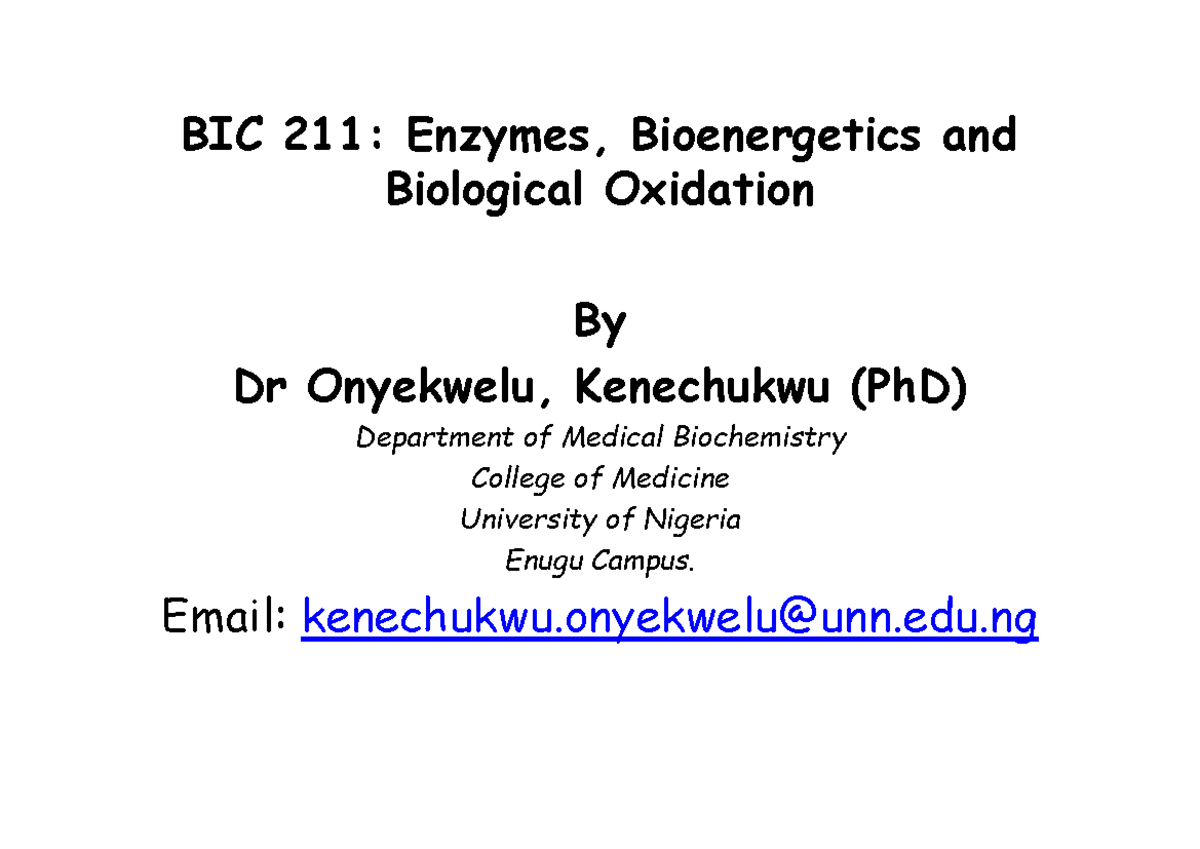 BIC 211: Enzyme Inhibition and Its Physiological Significance - Studocu