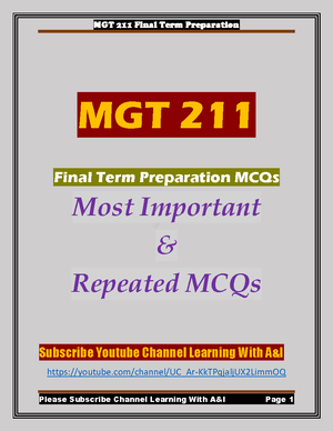 MGT211 handouts 1 45 - INTRODUCTION TO BUSINESS (MGT211) Table of Content Lesson No. Title ...