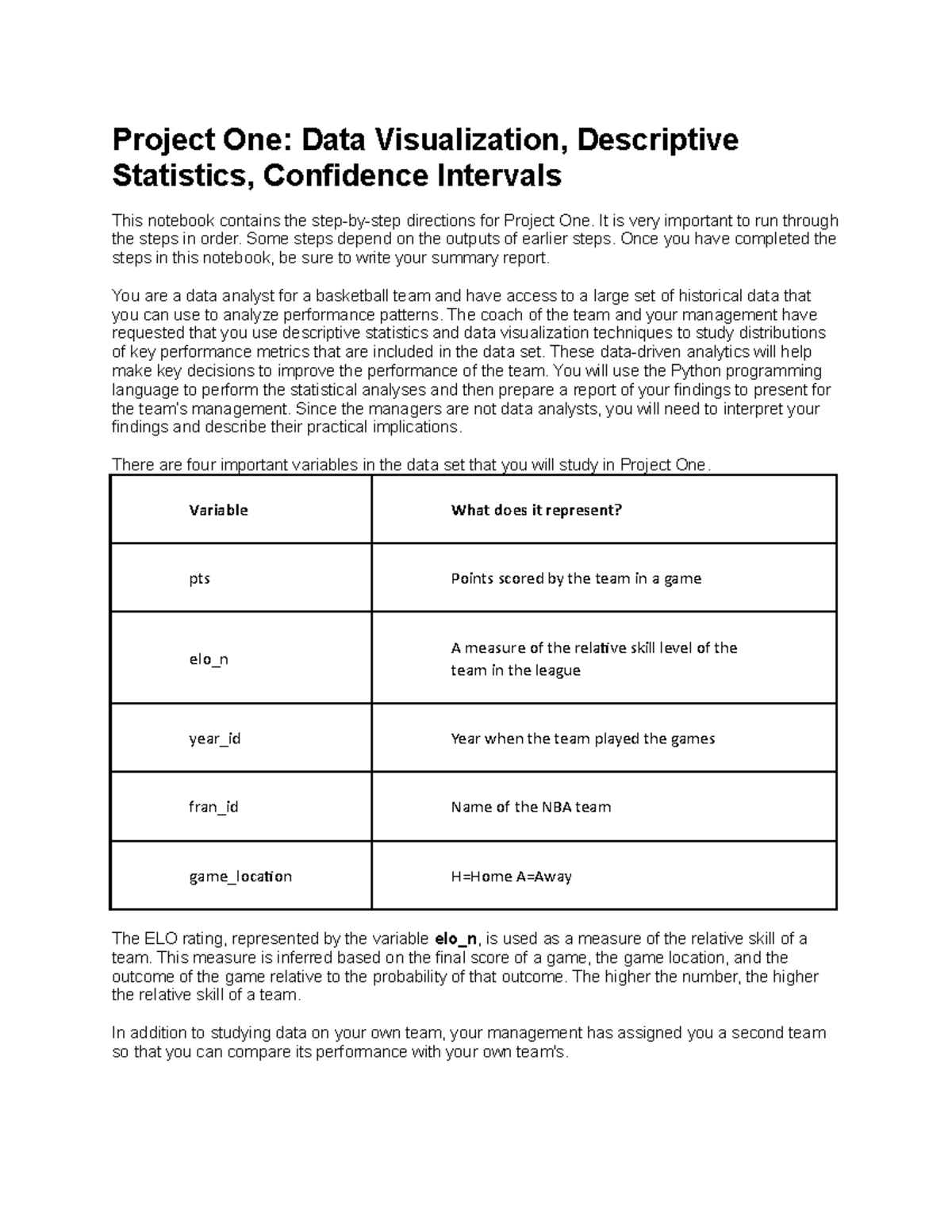 Project one MAT 243 - Project One: Data Visualization, Descriptive ...